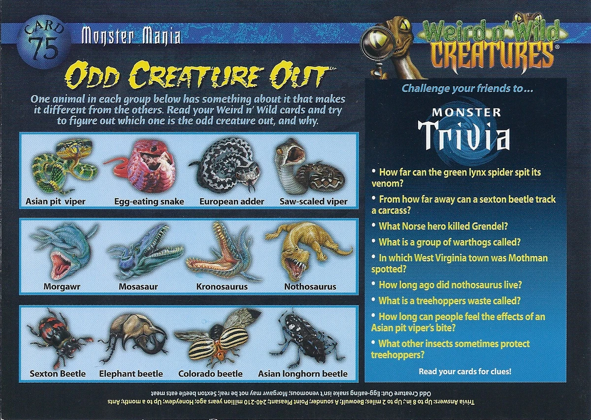 Monster Mania 75 | Weird n' Wild Creatures Wiki | Fandom