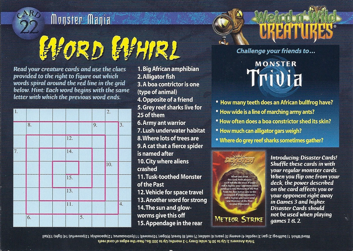 Disaster Cards Monster Mania | Weird n' Wild Creatures Wiki | Fandom