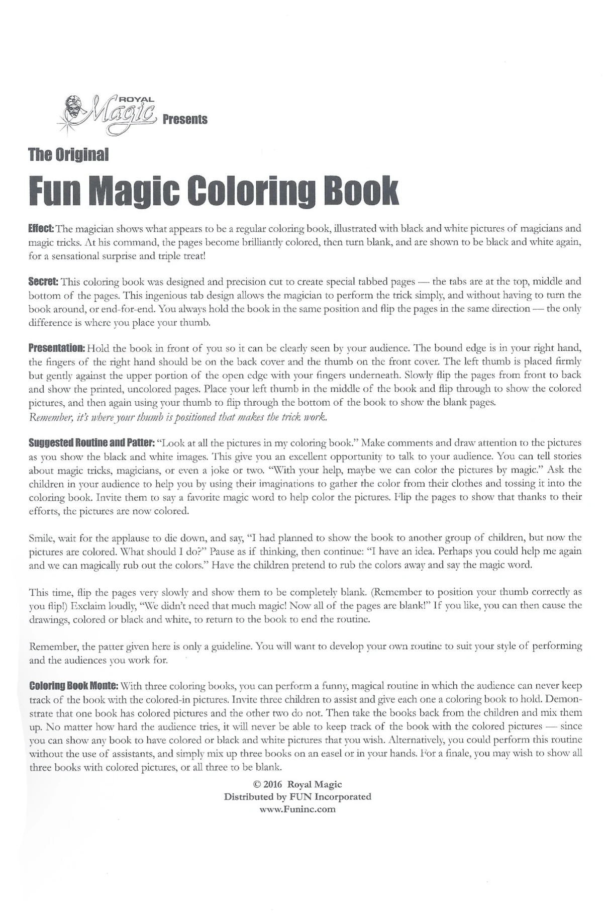 how does the magic coloring book trick work