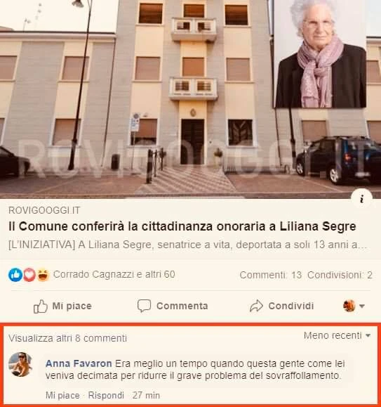 Insulti e minacce alla senatrice Segre. Archiviata inchiesta su Anna ...