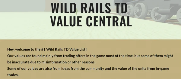 Values | Wild Rails Tower Defense Wiki | Fandom