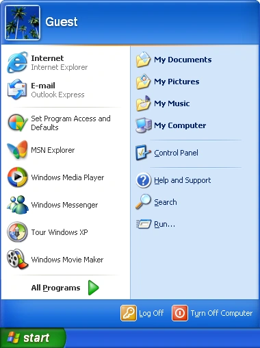 Windows XP start menu with big bottom, remastered by MSWindowsDude on ...