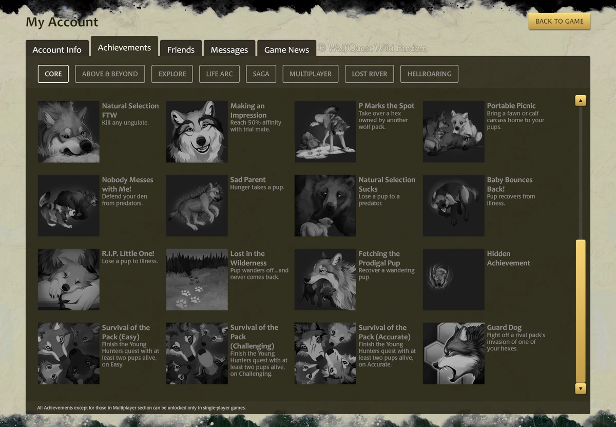 Achievements (Anniversary Edition) | WolfQuest Wiki | Fandom