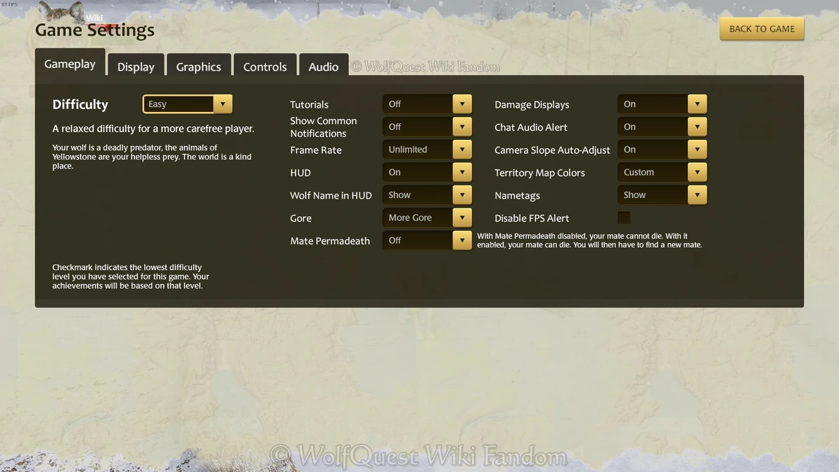 Game Settings/Gameplay | WolfQuest Wiki | Fandom