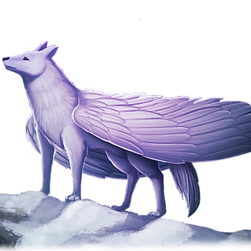 Female White Wolf With Wings