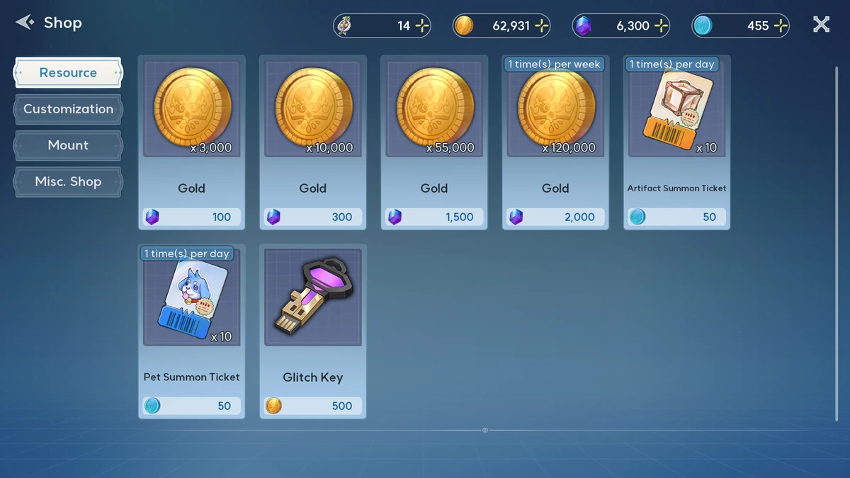 Resource Shop | Wonderers: Eternal World Wiki | Fandom