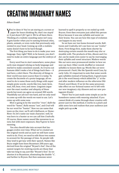 Creating Imaginary Names | Worldbuilding Magazine Wiki | Fandom