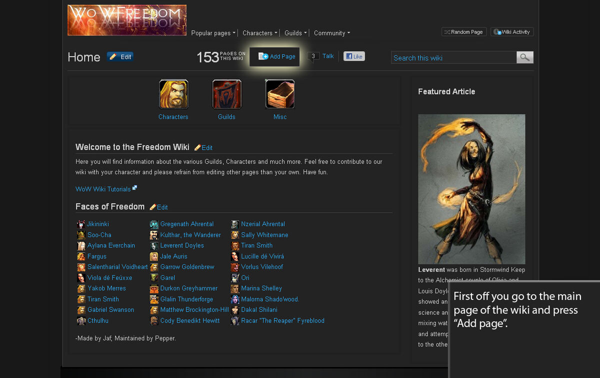 Tutorial Making A Wiki Page Wow Freedom Wiki Fandom