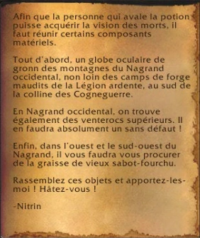 Instructions de Nitrin | WikiWoW | Fandom