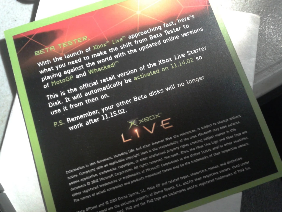 Xbox Live Beta Testing Sheet | Xbox Wiki | Fandom