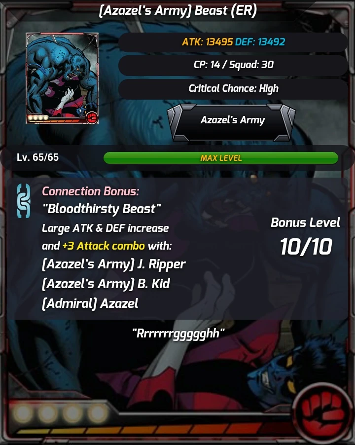 (Azazel's Army) Beast | X-Men: Battle Of The Atom Mobile Game Wiki | Fandom