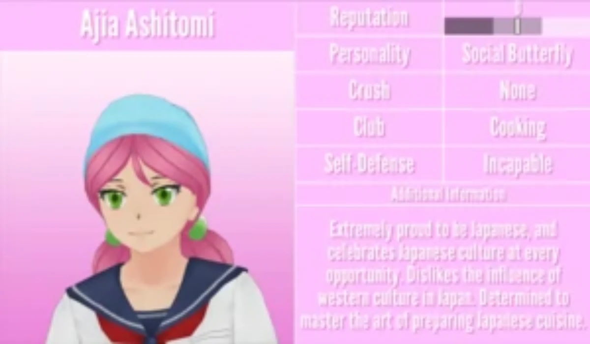 Ajia Ashitomi 亜細亜足富/information | Wiki Yanderewiki | Fandom