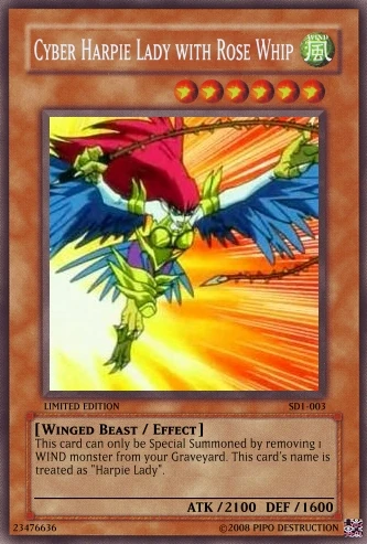 Cyber Harpie Lady with Rose Whip | Yu-Gi-Oh Card Maker Wiki | Fandom