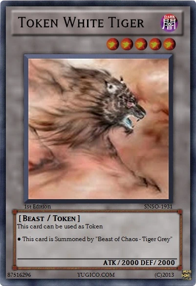 Token White Tiger | Yu-Gi-Oh Card Maker Wiki | Fandom