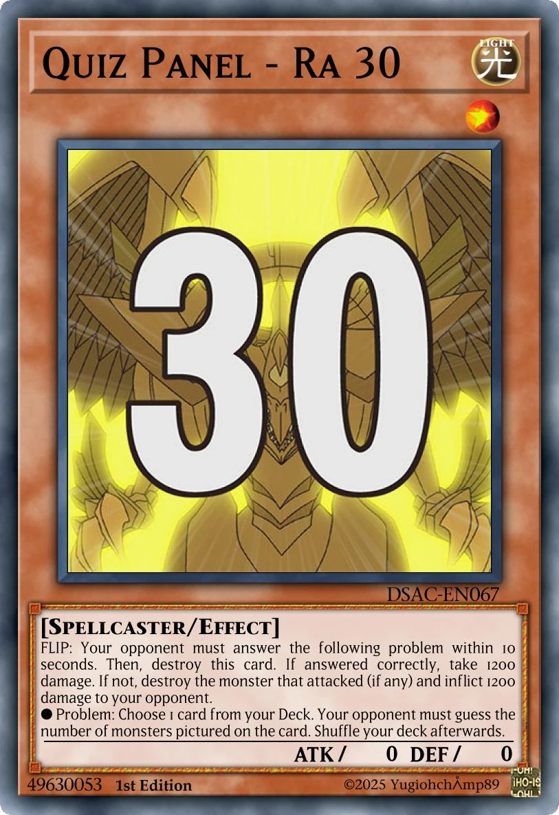 Quiz Panel - Ra 30 (Card)/(Custom) | Yu-Gi-Oh! Custom Think Tank Wiki ...