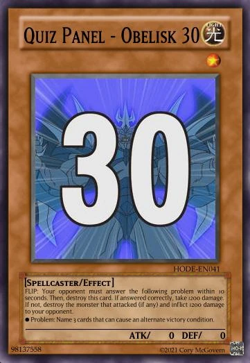 Quiz Panel - Obelisk 30 (Card)/(Custom) | Yu-Gi-Oh! Custom Think Tank ...