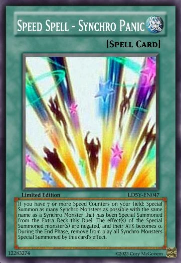 Speed Spell - Synchro Panic (Card)/(Custom) | Yu-Gi-Oh! Custom Think Tank Wiki | Fandom