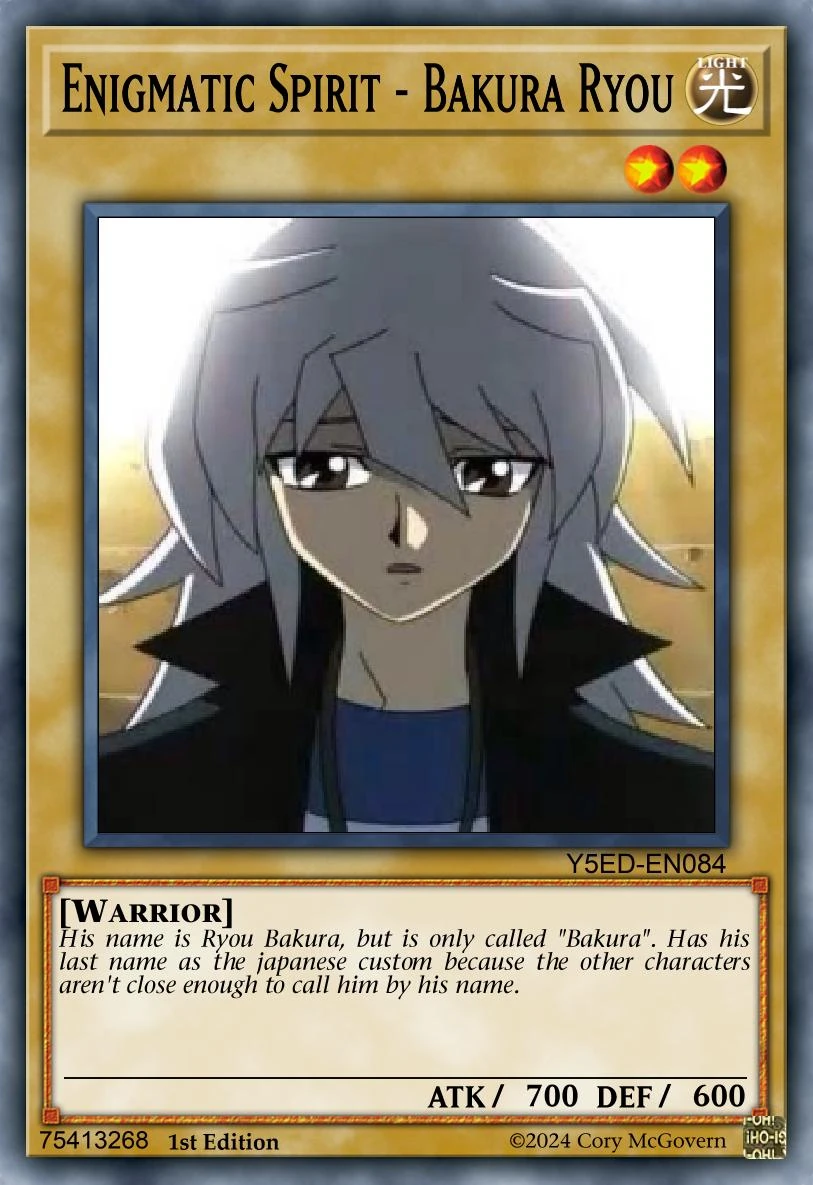 Enigmatic Spirit - Bakura Ryou (Card)/(Custom) | Yu-Gi-Oh! Custom Think Tank Wiki | Fandom