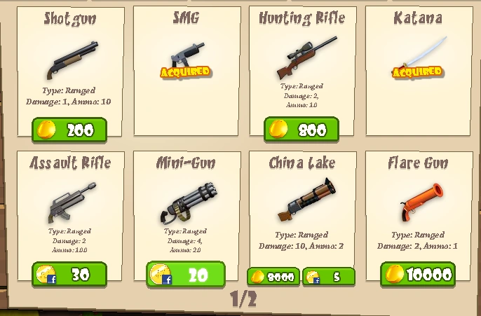 Ranged Weapons | Zombie Lane Wiki | Fandom