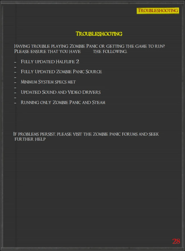 The Zombie Panic: Source Manual | Zombie Panic Wiki | Fandom