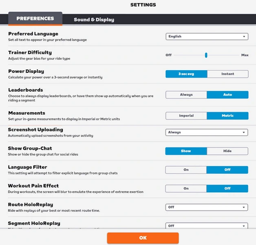Settings | Zwift Wiki | Fandom